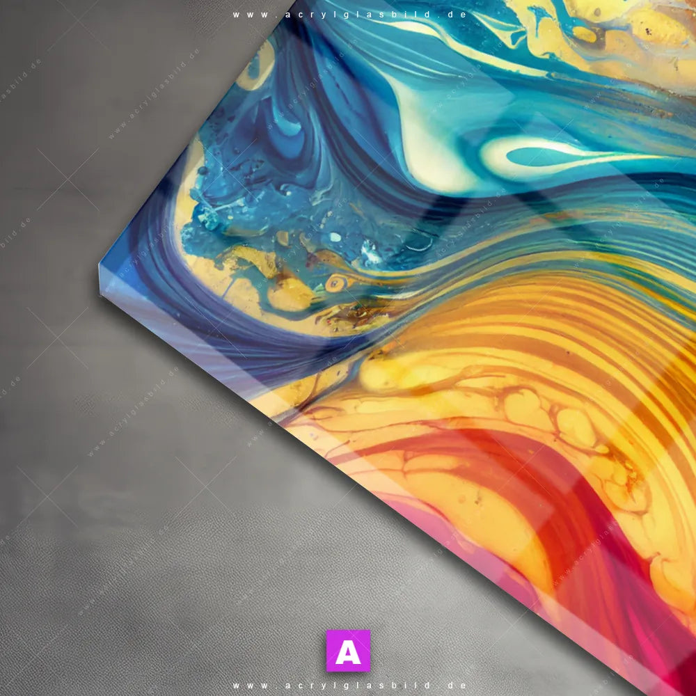 Acrylglasbild ️ Fluid Painting Sand und Meer Querformat – acrylglasbild.de