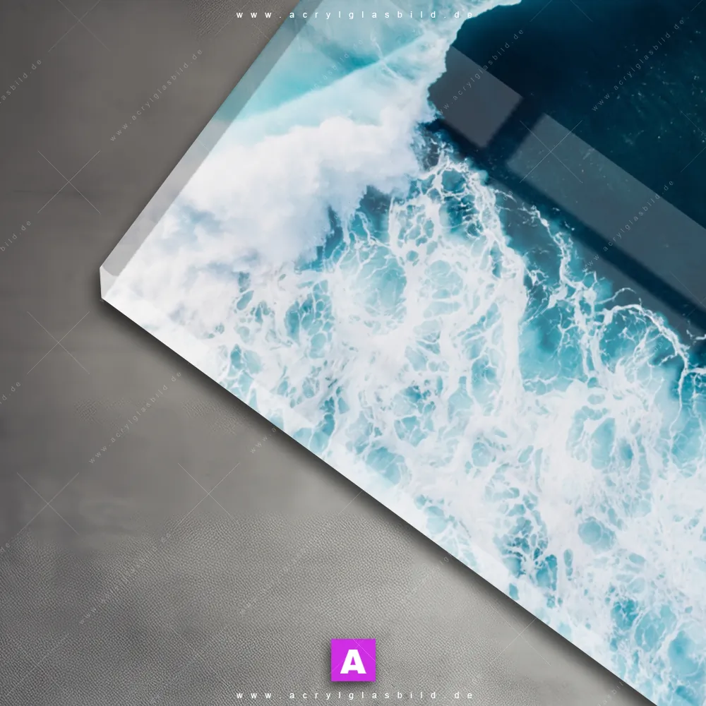 Acrylglasbild ️ Surfer im tropischen Meer Hochformat – acrylglasbild.de